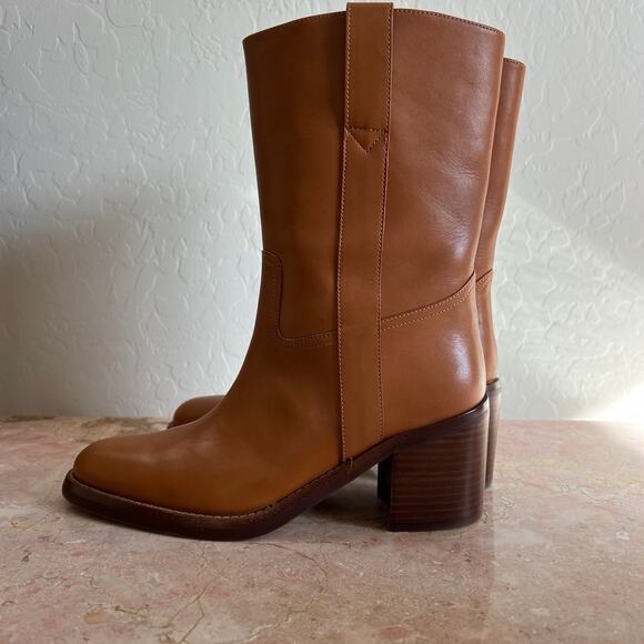 Jeffrey Campbell | Shoes | Jeffrey Campbell Cognac Leather Desert Me Almond Toe Western Boots ...